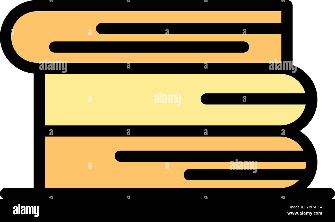 Book stack icon outline vector. Library pile. School textbook color ...