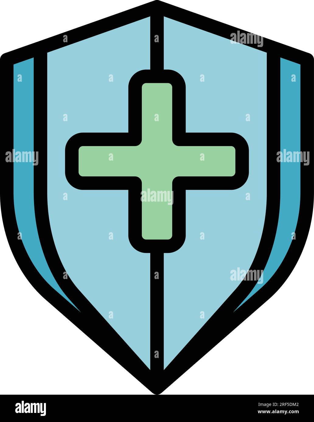 Medical shield icon outline vector. Health badge. Safety care color ...