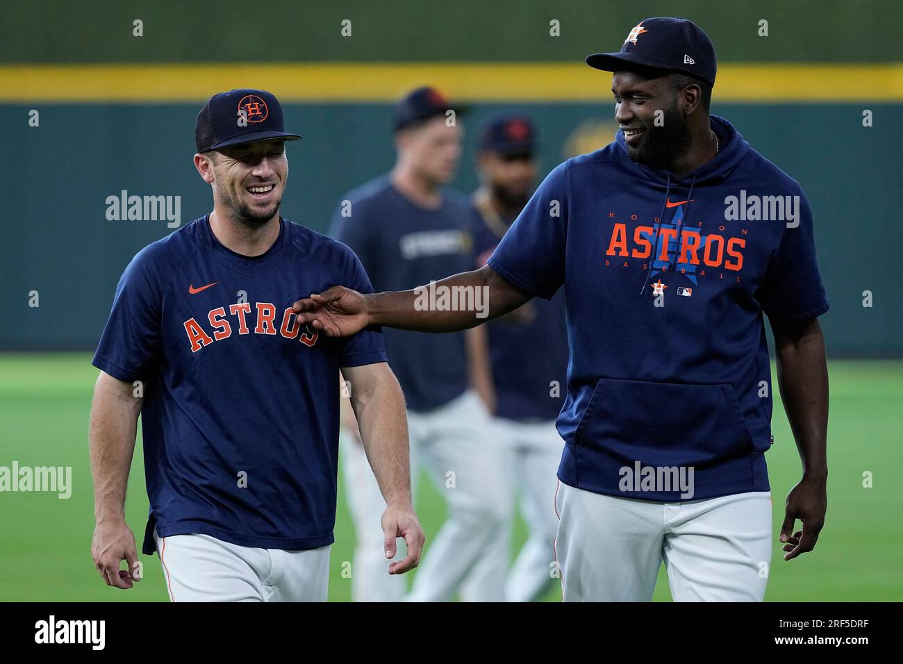 Houston Astros third baseman Alex Bregman and left fielder Yordan ...