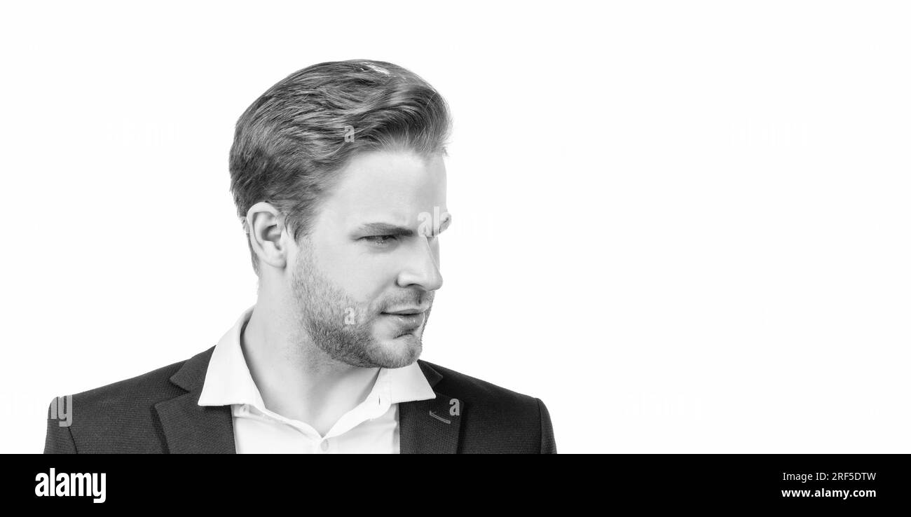 Face of serious handsome professional business man isolated on white ...