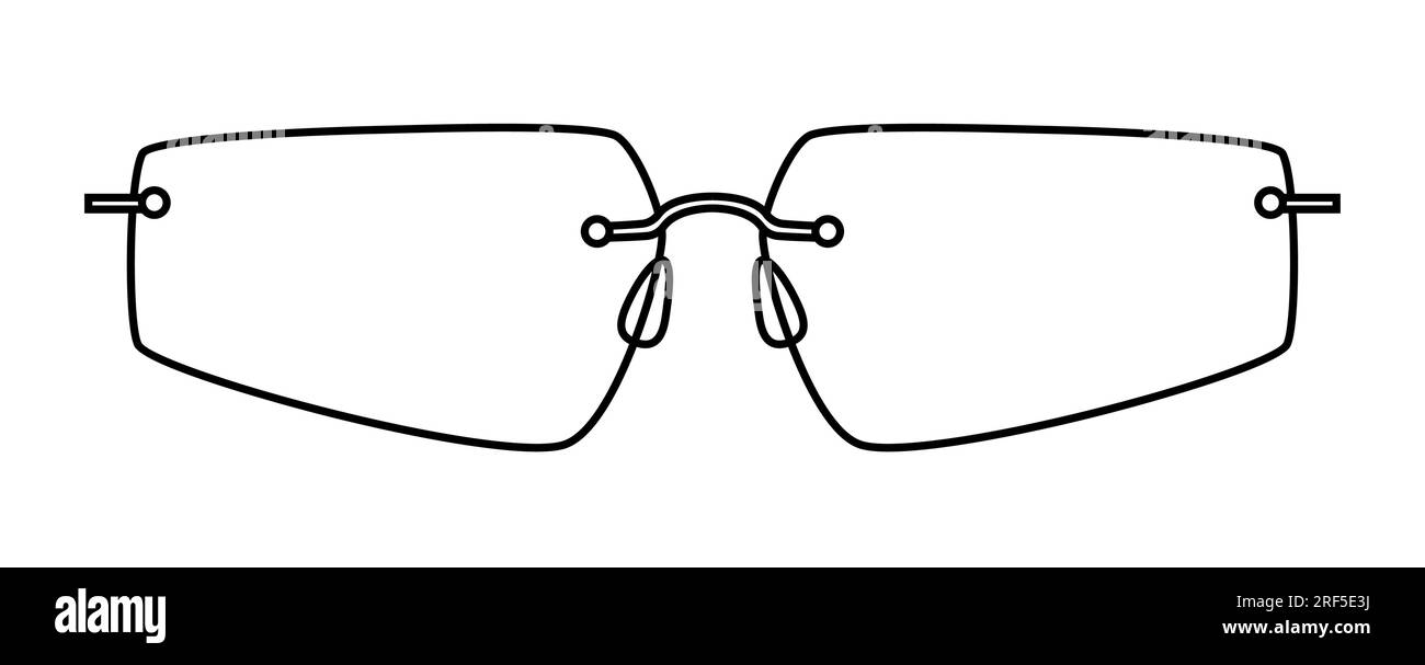 Slim Rimless frame glasses fashion accessory illustration. Sunglass ...