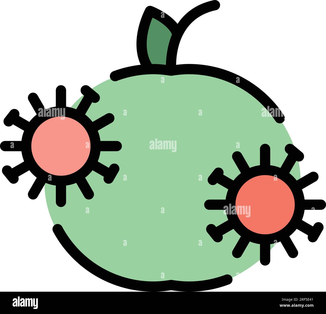 Contaminated apple icon outline vector. Food disease. Flu aroma color ...