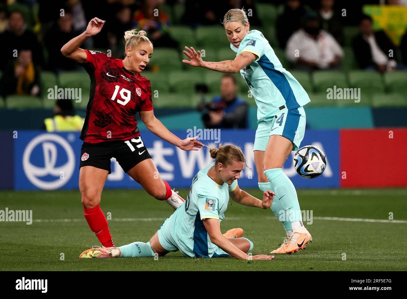 Melbourne, Australia, 31 July, 2023. Clare Hunt of Australia kicks the ...