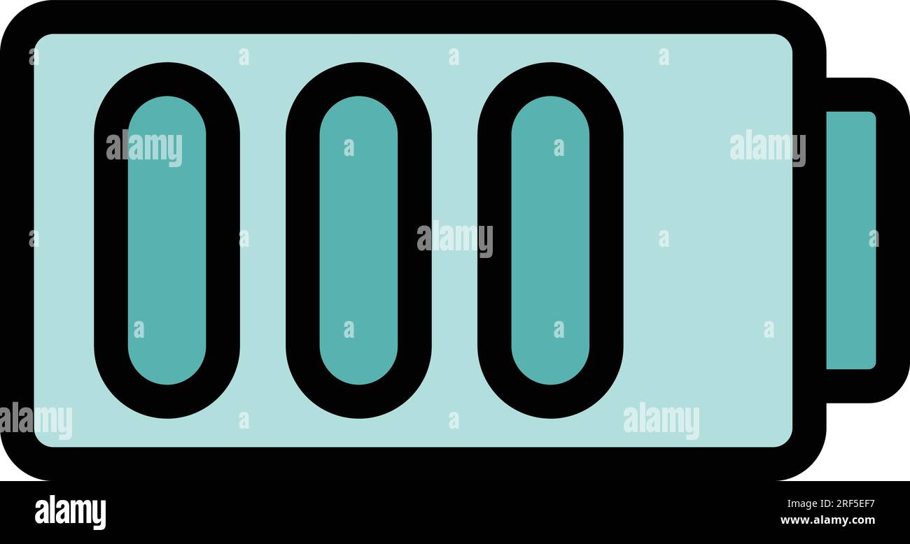 Battery charger icon outline vector. Charge energy. Phone level color ...