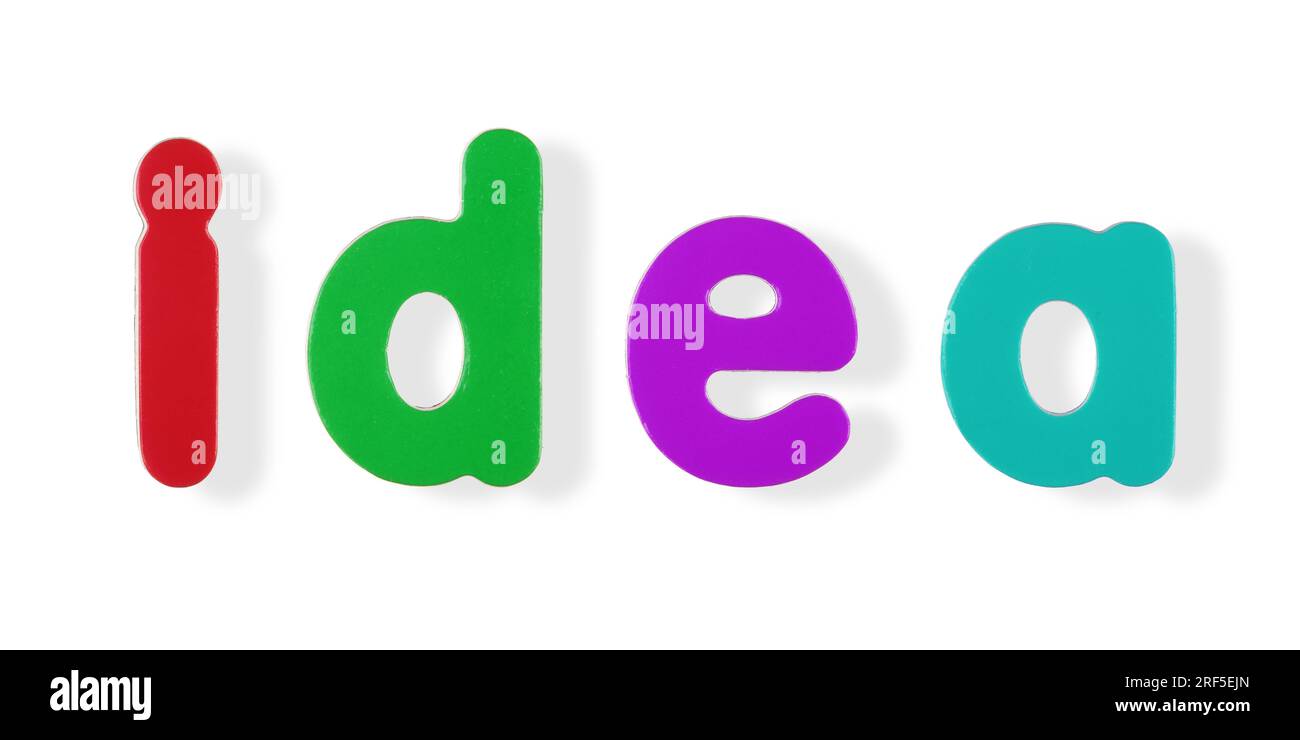 idea word in coloured magnetic letters with clipping path Stock Photo ...