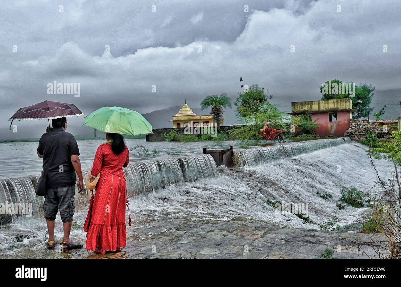 Ajner, Rajasthan, India. 11th July, 2023. Flooded Foy Sagar lake ...