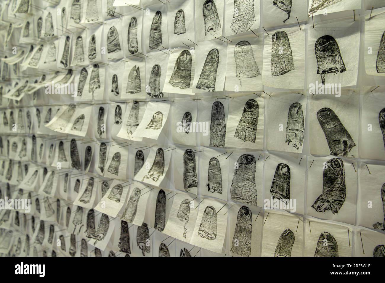 finger print art installation Stock Photo - Alamy
