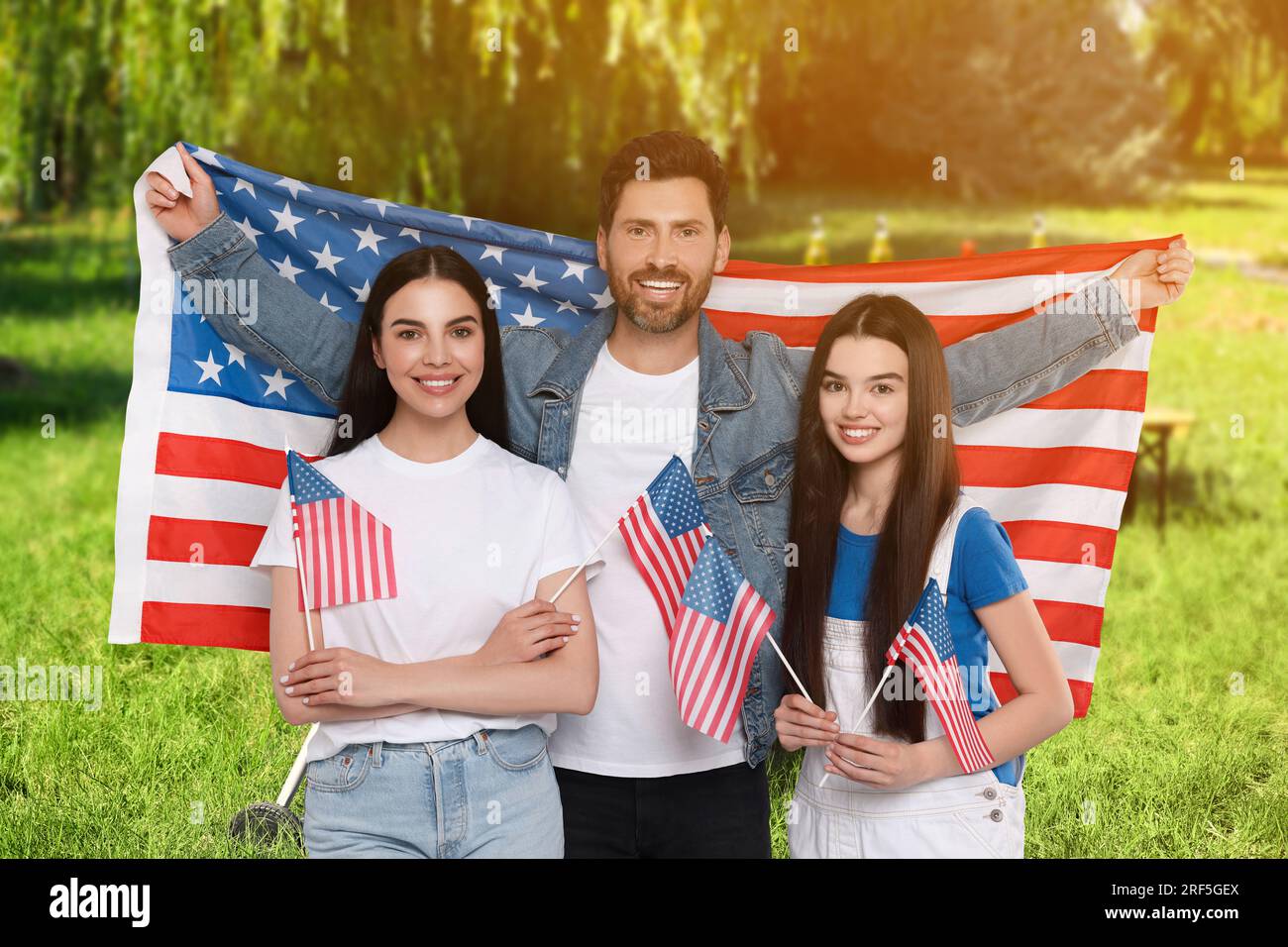 4th of July - Independence day of America. Happy family with national ...