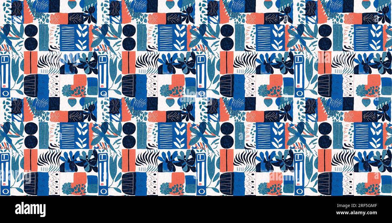 Fun modern coastal pattern clash fabric border print for summer beach ...