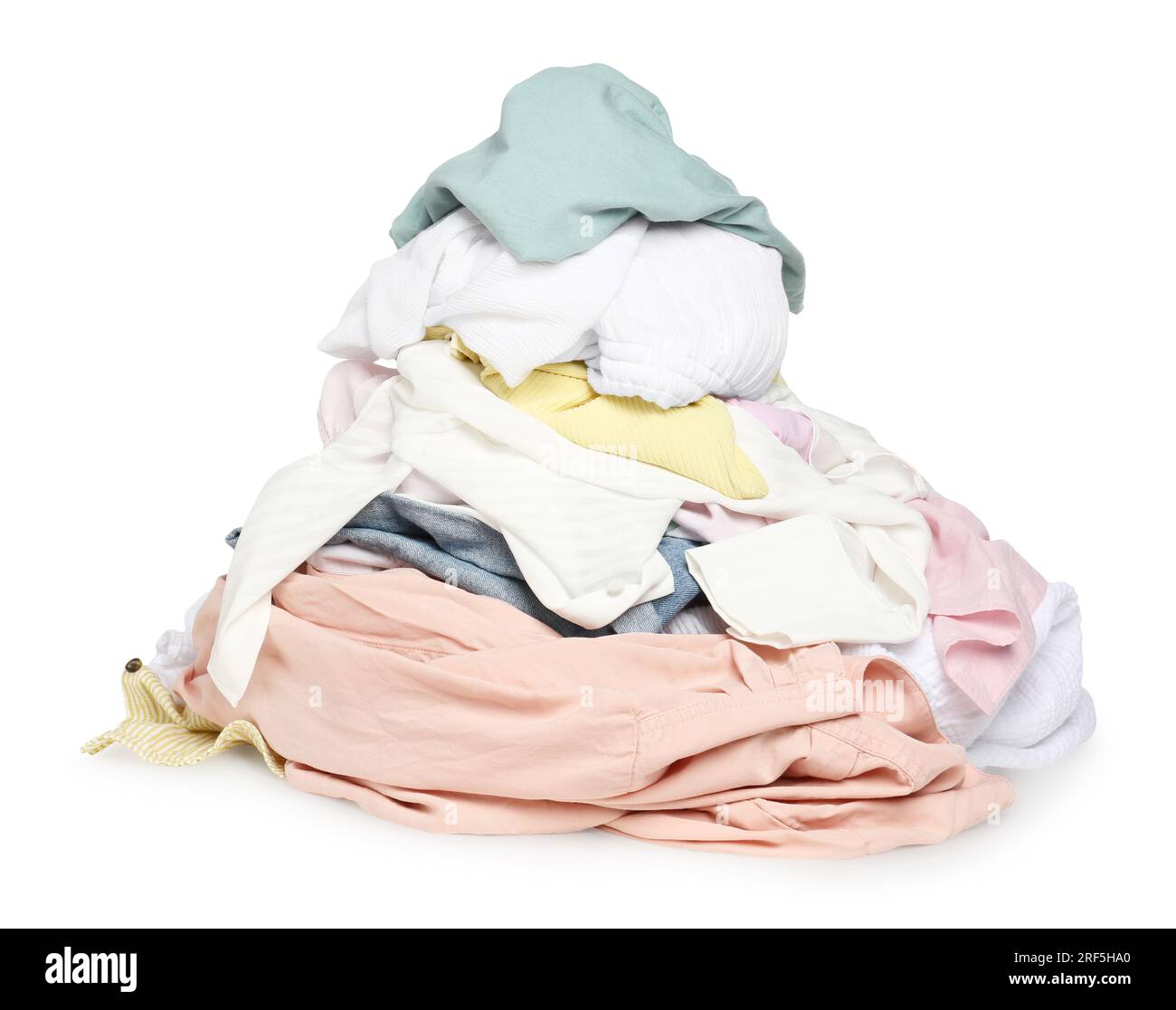 Pile of colorful clothes isolated on white Stock Photo - Alamy