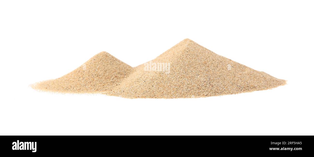 Heaps of beach sand isolated on white Stock Photo - Alamy