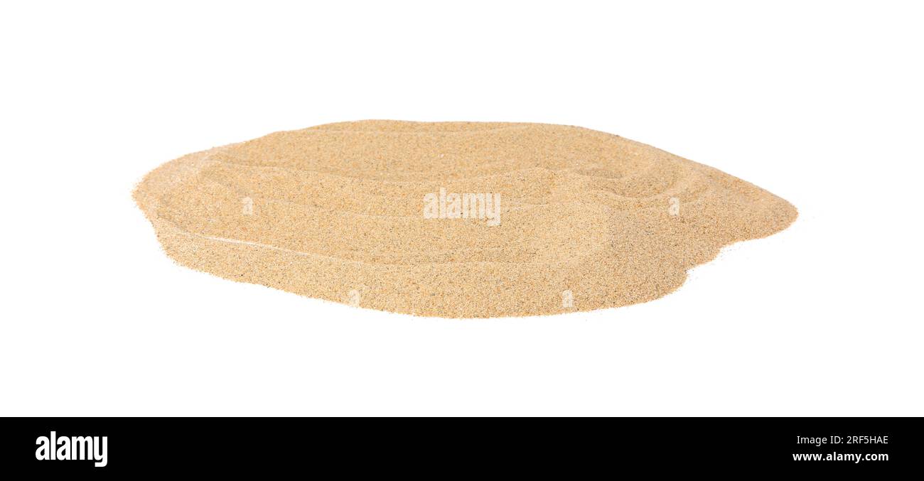 Pile of dry beach sand isolated on white Stock Photo - Alamy