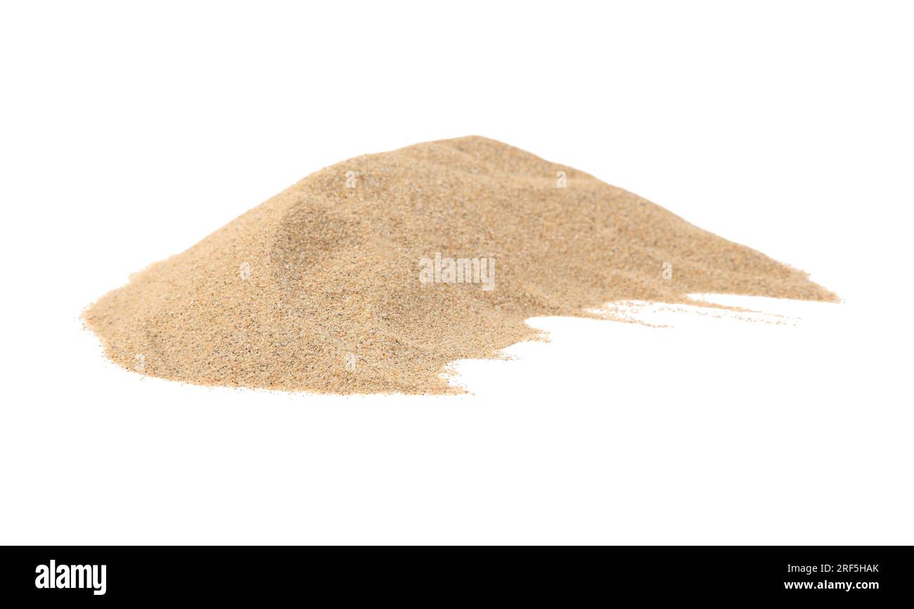 Heap of beach sand isolated on white Stock Photo - Alamy