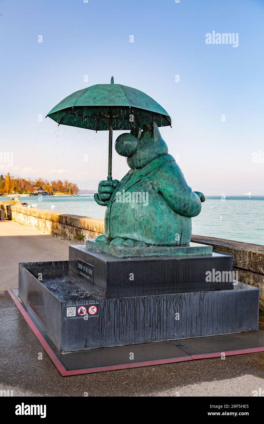 Geneva, Switzerland - 25 March 2022: Exhibition of sculptures Le Chat ...