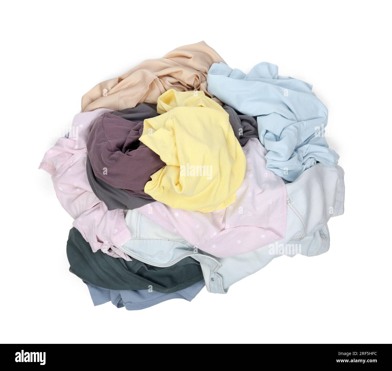 Pile of clothes isolated on white, top view Stock Photo - Alamy