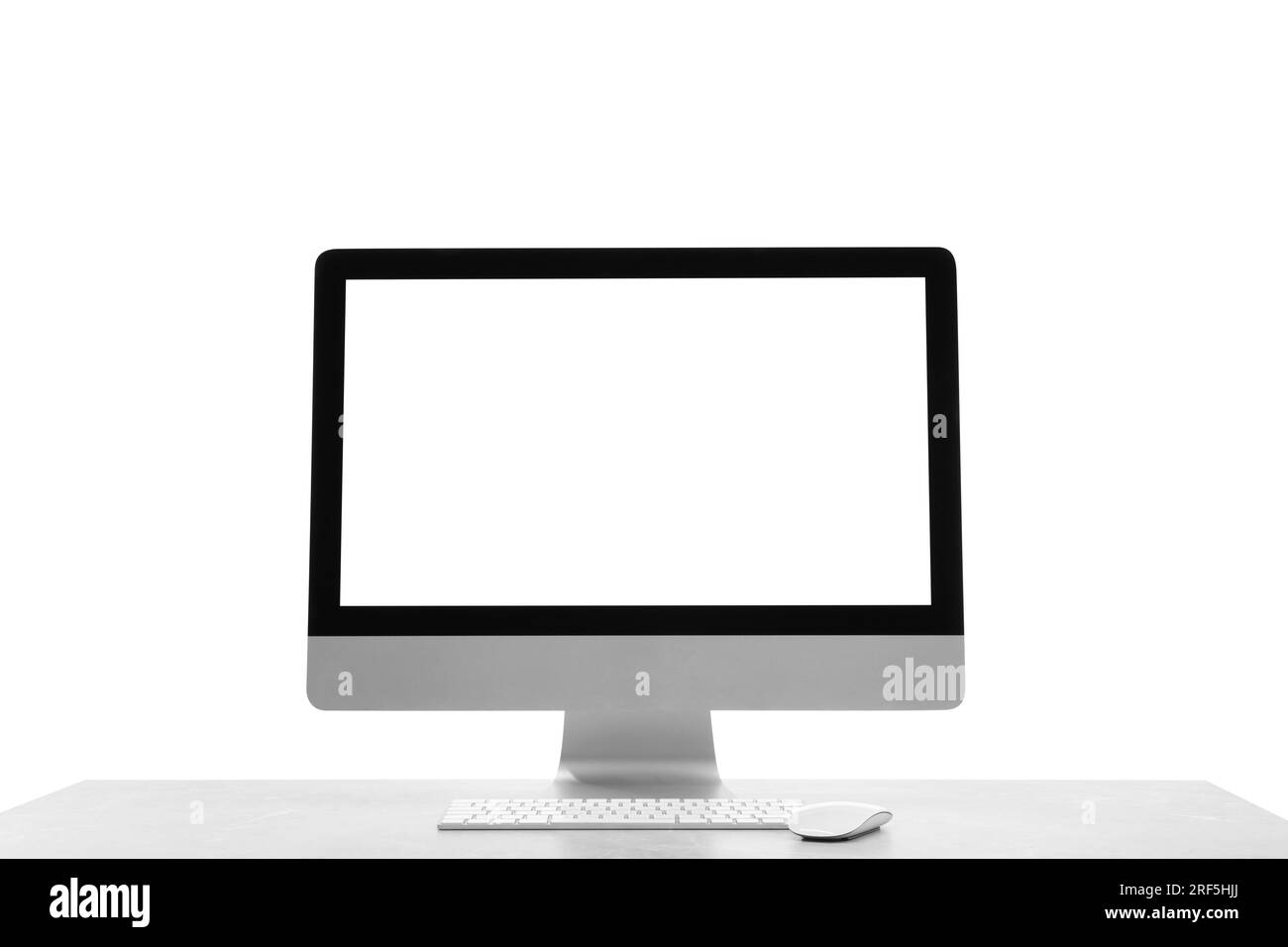 New Computer With Blank Monitor Screen Keyboard And Mouse On White 4568