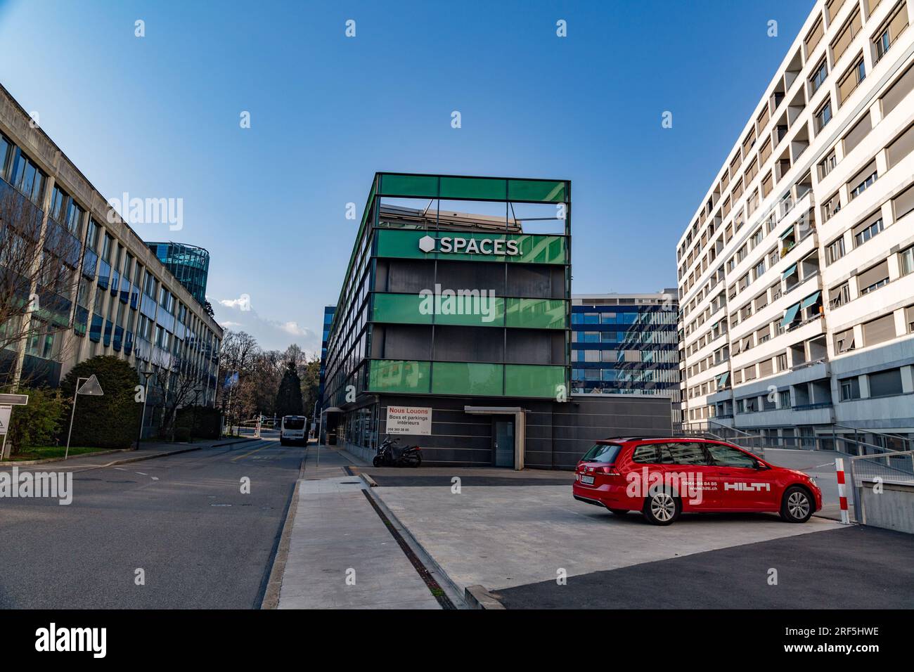 Geneva, Switzerland - 25 March 2022: Modern architecture and street ...