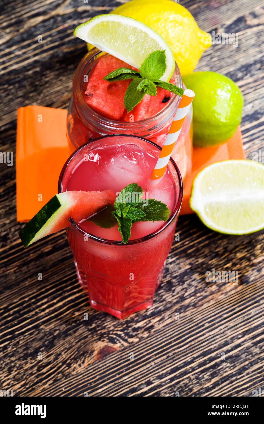 delicious watermelon juice from red watermelons, homemade juice made ...
