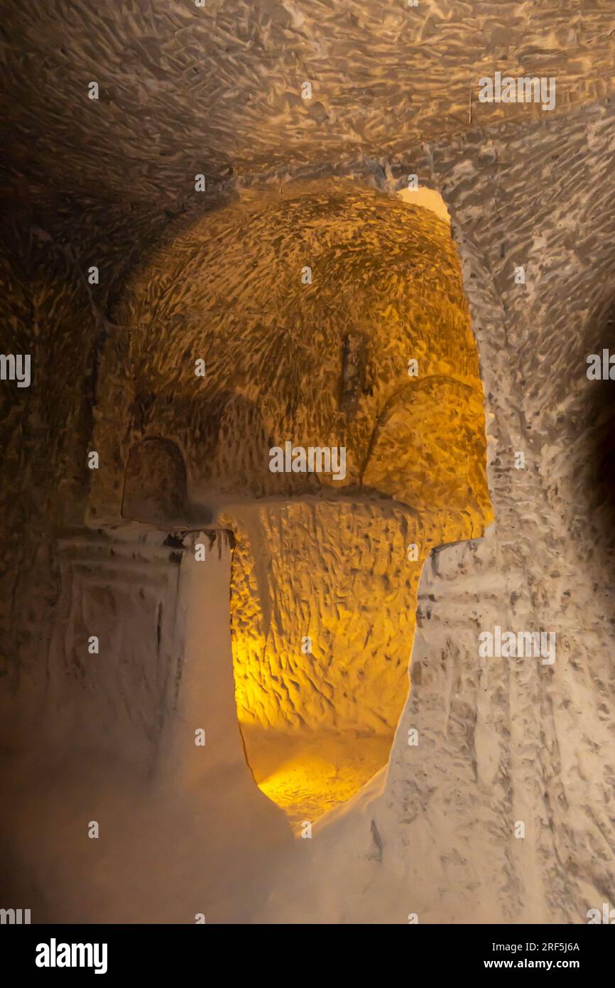 Cave church in Derinkuyu Underground City Cappadocia Turkey Stock Photo ...