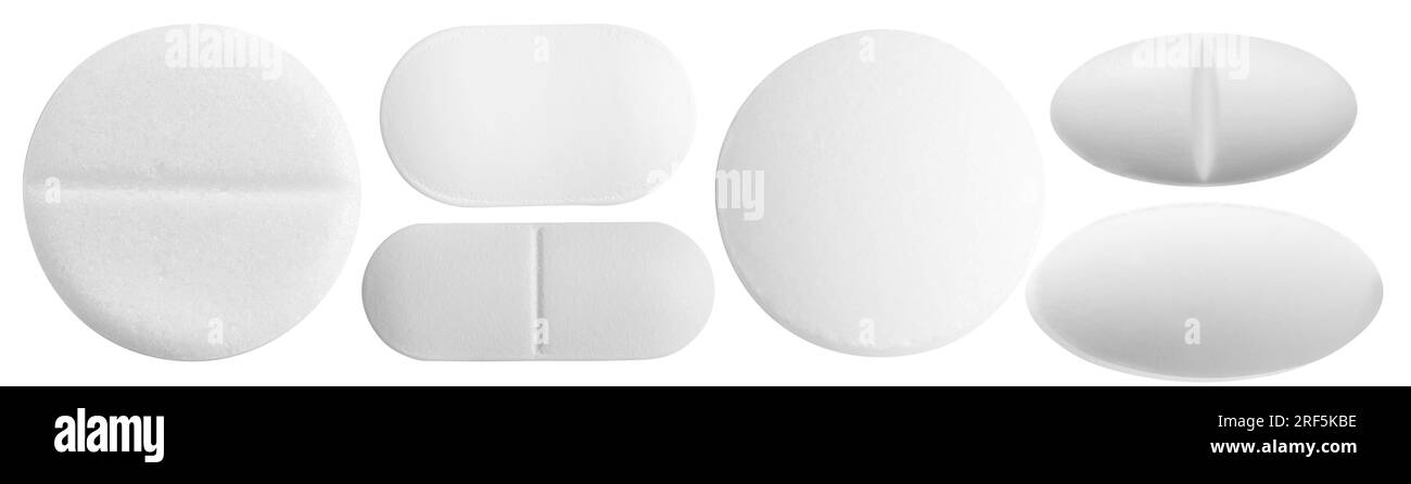 Set of different pills isolated on white Stock Photo - Alamy