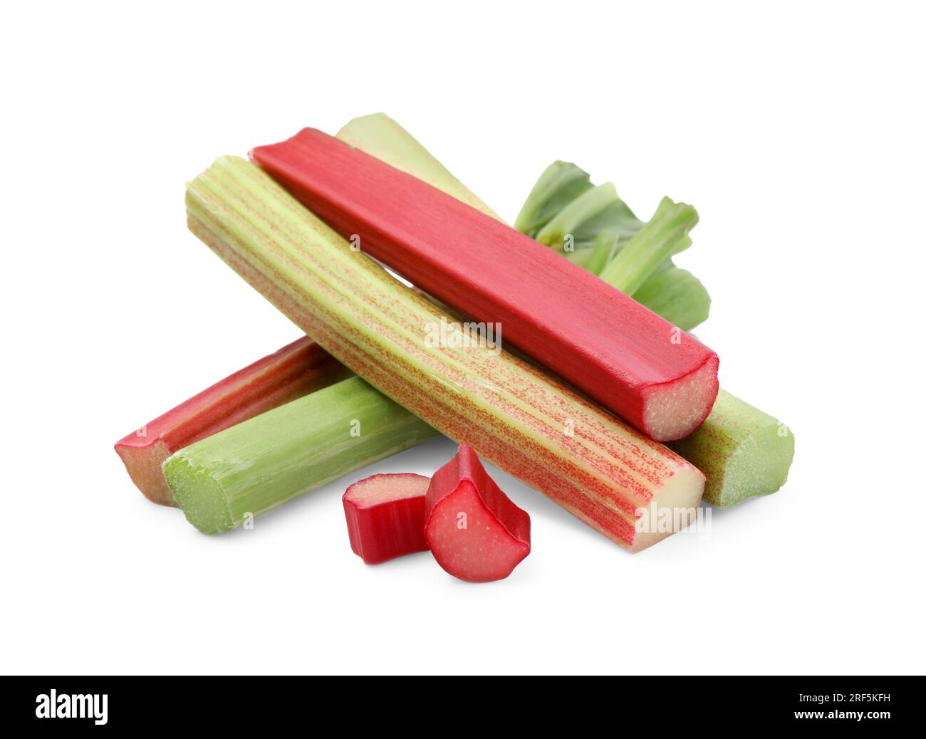 Cut fresh ripe rhubarb isolated on white Stock Photo - Alamy