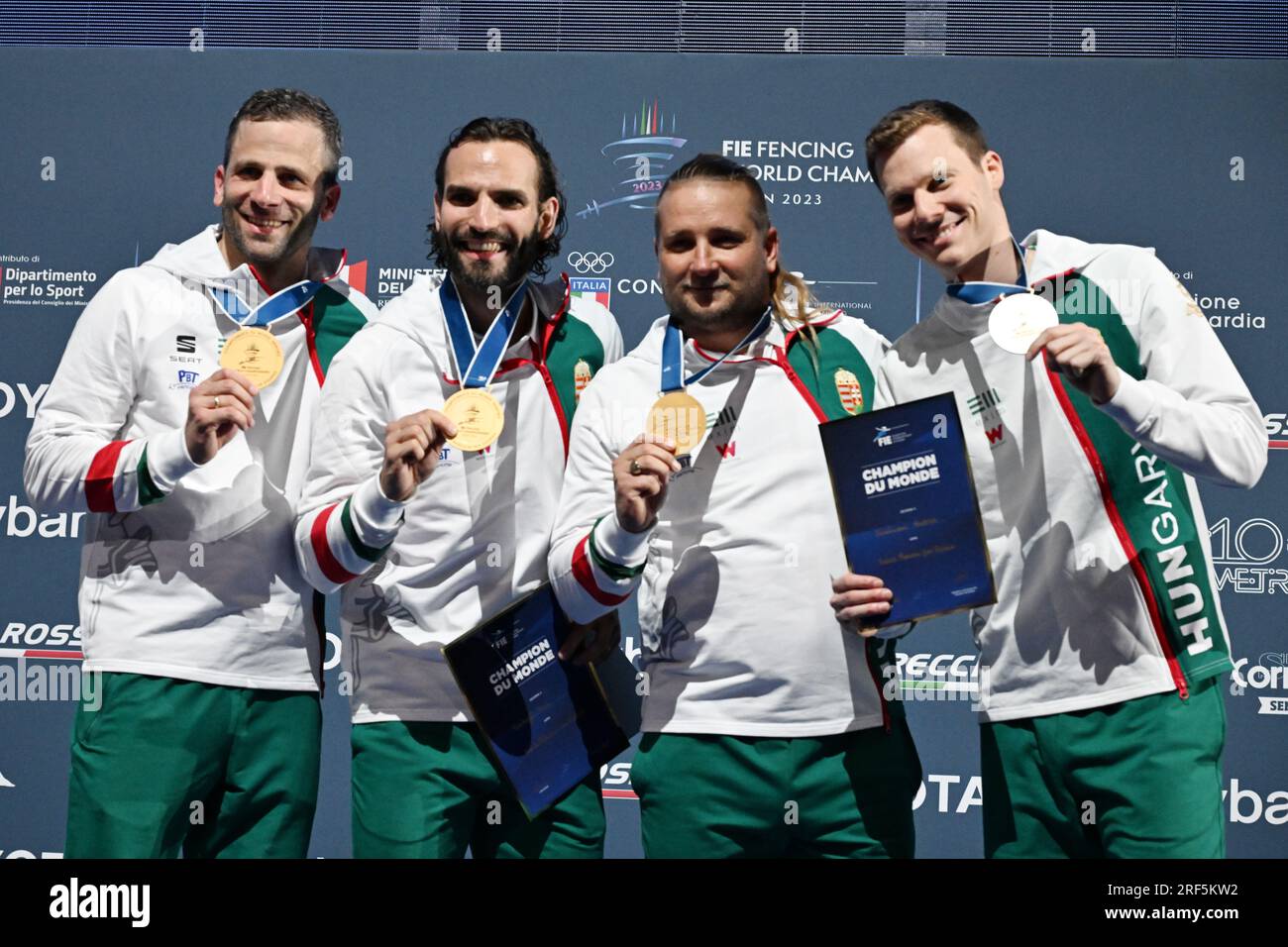 Champion team Hungary during the 2023 FIE Fencing World Championship ...