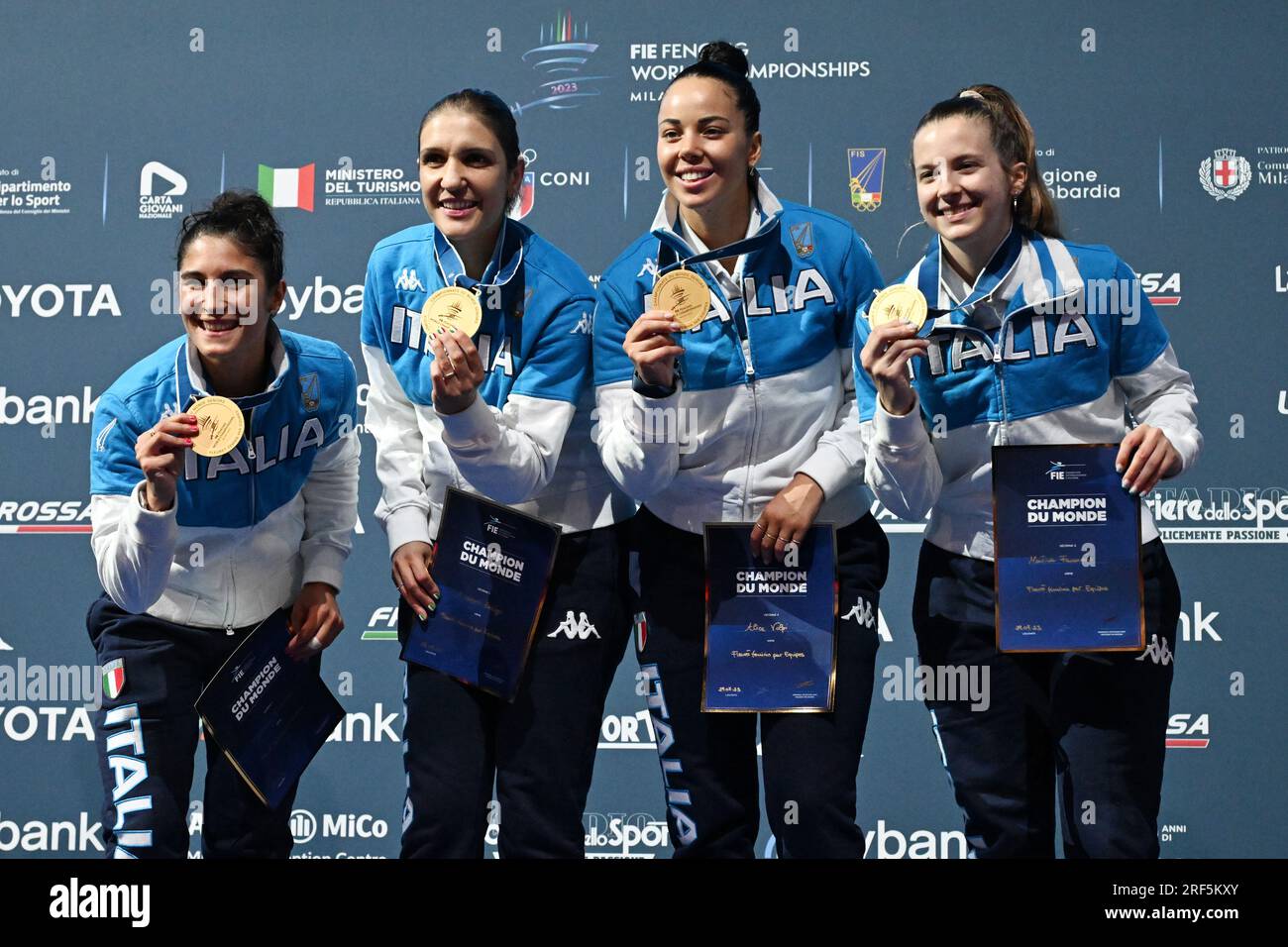 Champion team Italy celebrates during the 2023 FIE Fencing World ...
