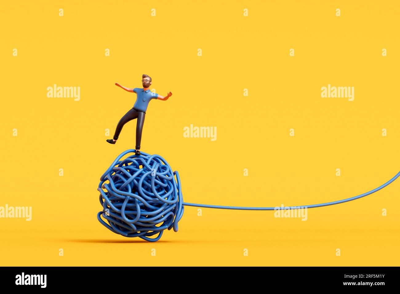 A man stood on a tangled ball of string. Overcoming stress and mental ...