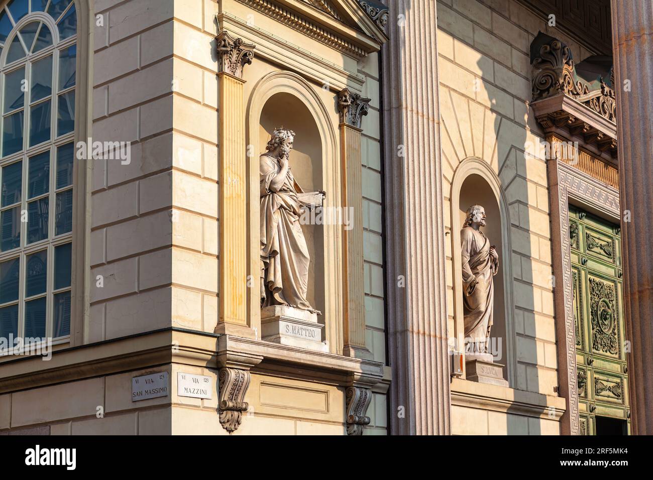 Sculptures on the facade of cathedral in Turin Italy . Chiesa ...