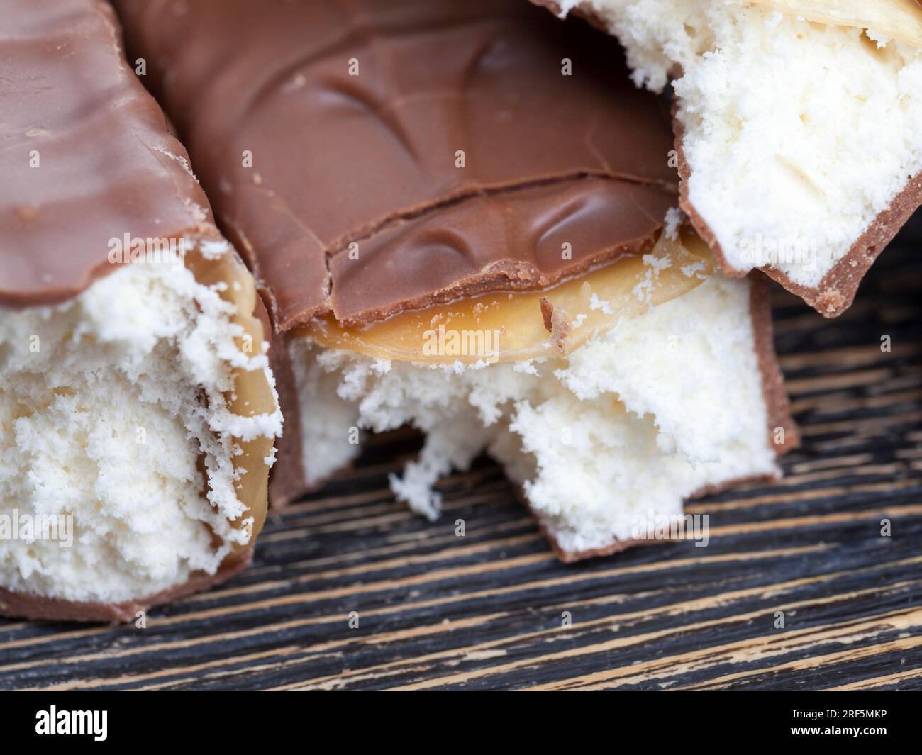 soft chocolate candy with vanilla nougat and caramel, delicious little ...