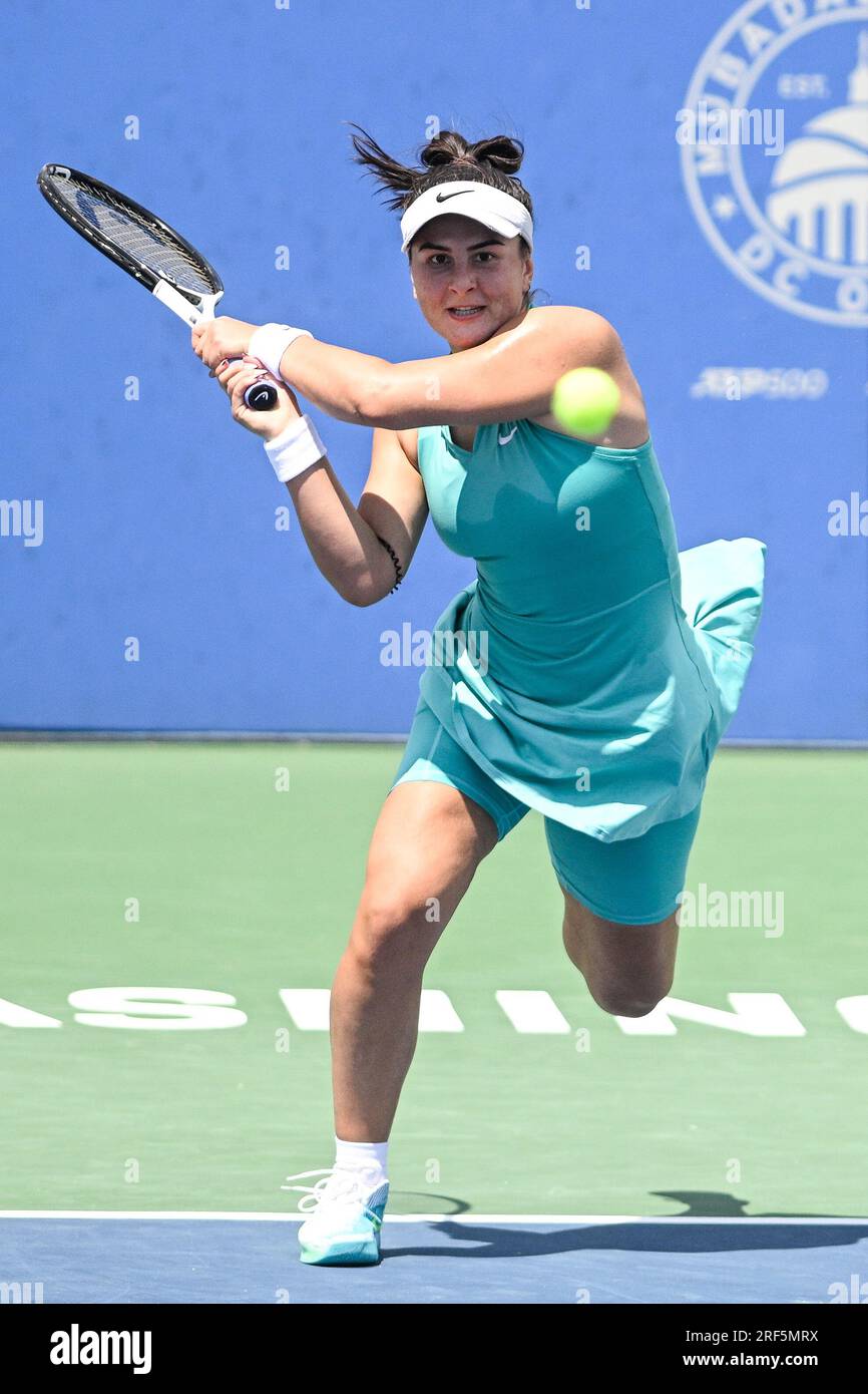 Washington, D.C, USA. 31st July, 2023. BIANCA ANDREESCU hits a backhand ...