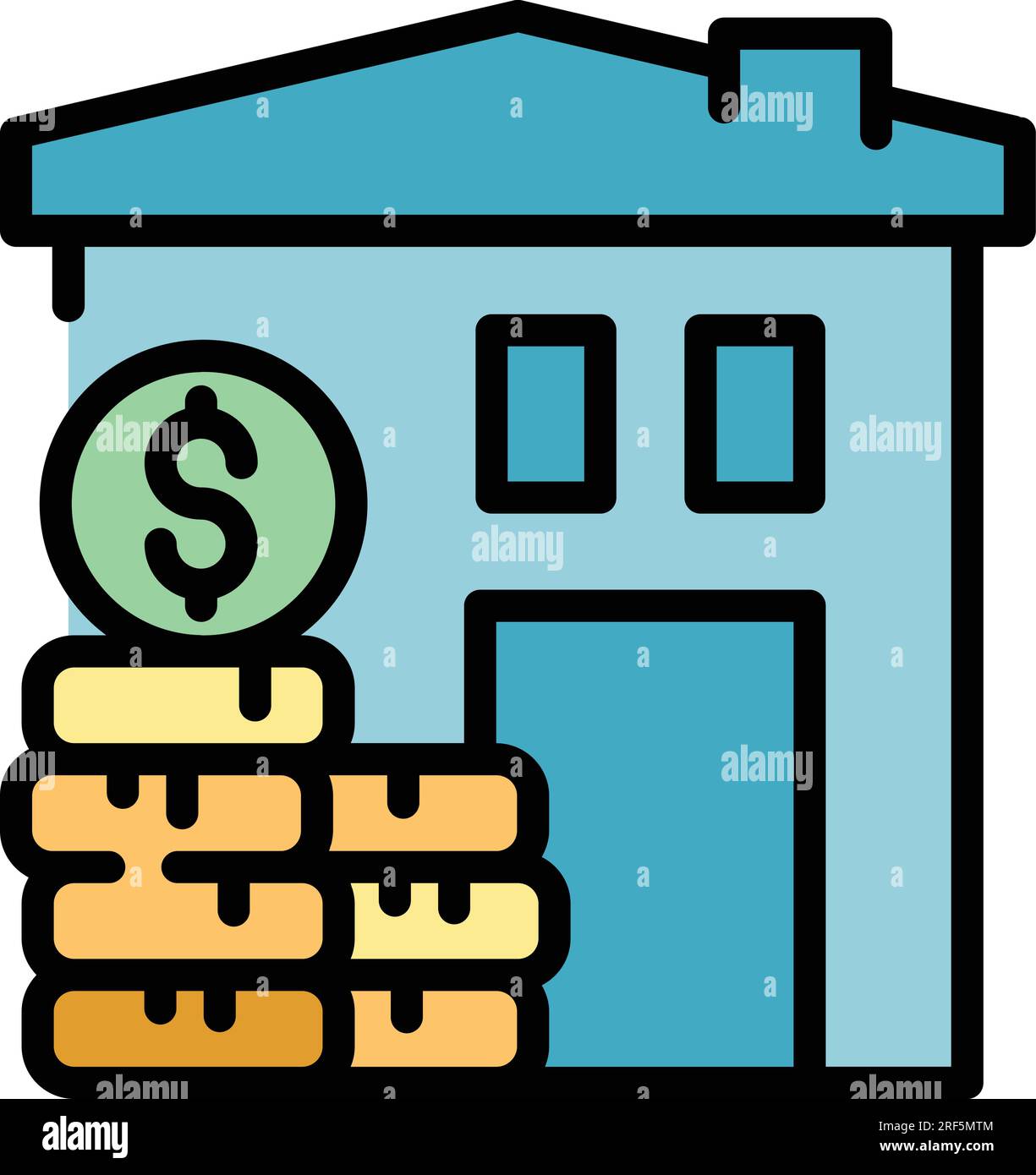 Collateral house icon outline vector. Bank payment. Real tax color flat ...