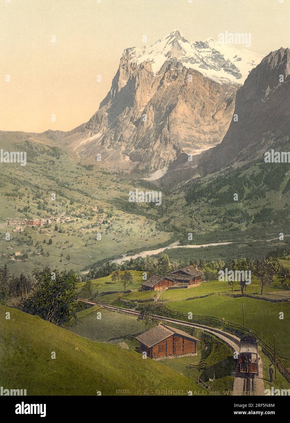 Grindelwald and Wetterhorn, Bernese Alps, Bern, Switzerland 1890 Stock ...