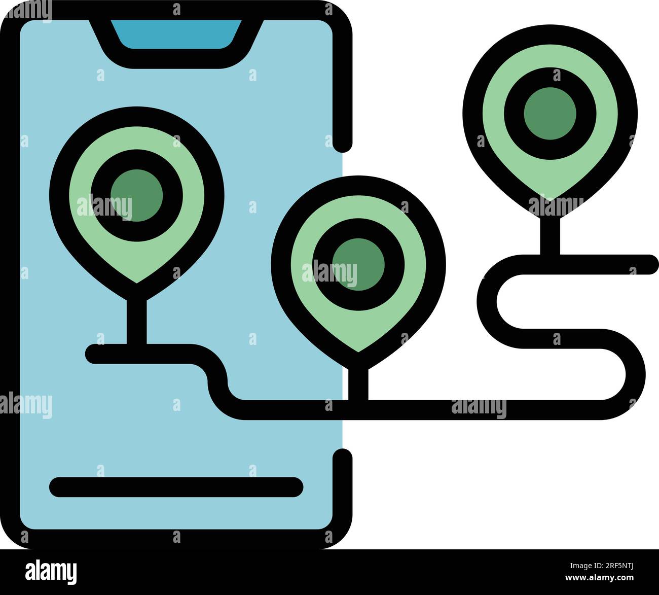 Store shop route icon outline vector. Map point. Buy button color flat ...