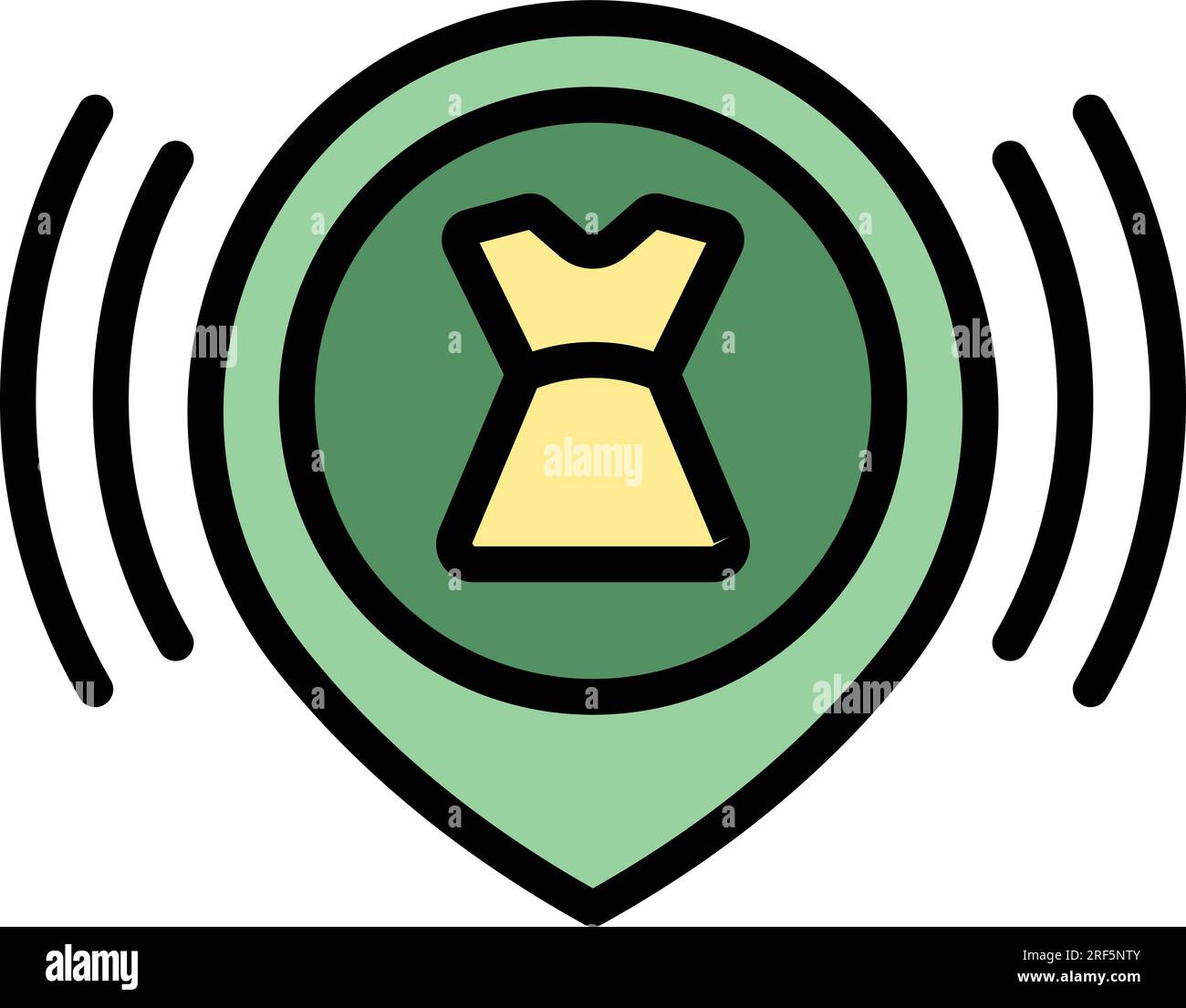 Shop cloth store icon outline vector. Map point. Gps mall color flat ...