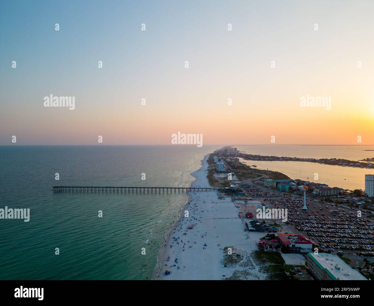 Aerial photo sunset on Pensacola Beach Florida Stock Photo - Alamy