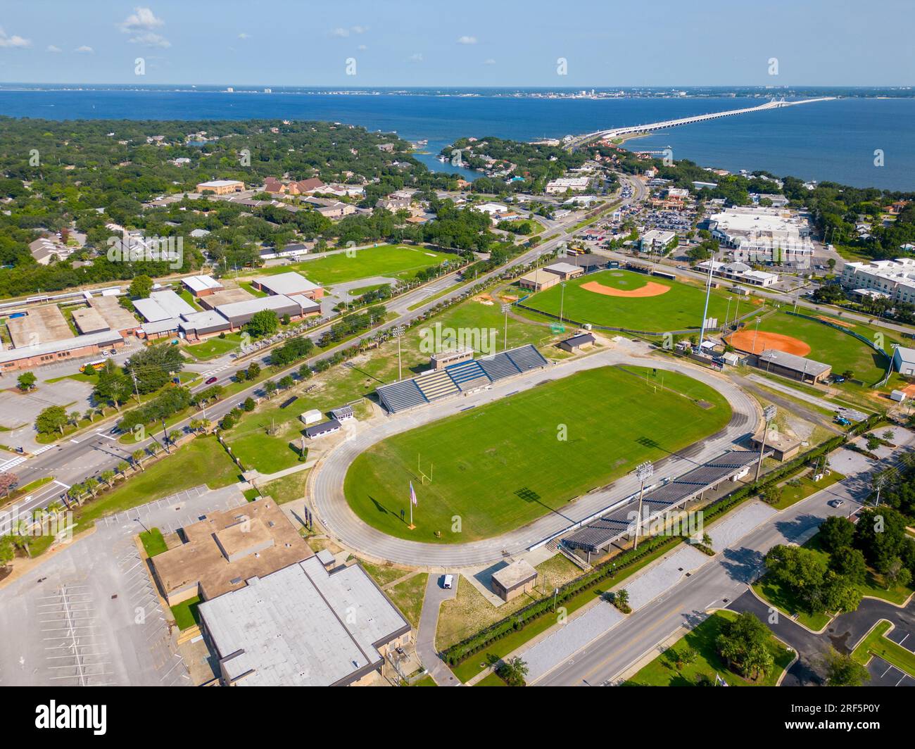 Aerial photo Dolphin Football Field Gulf Breeze Florida Stock Photo - Alamy