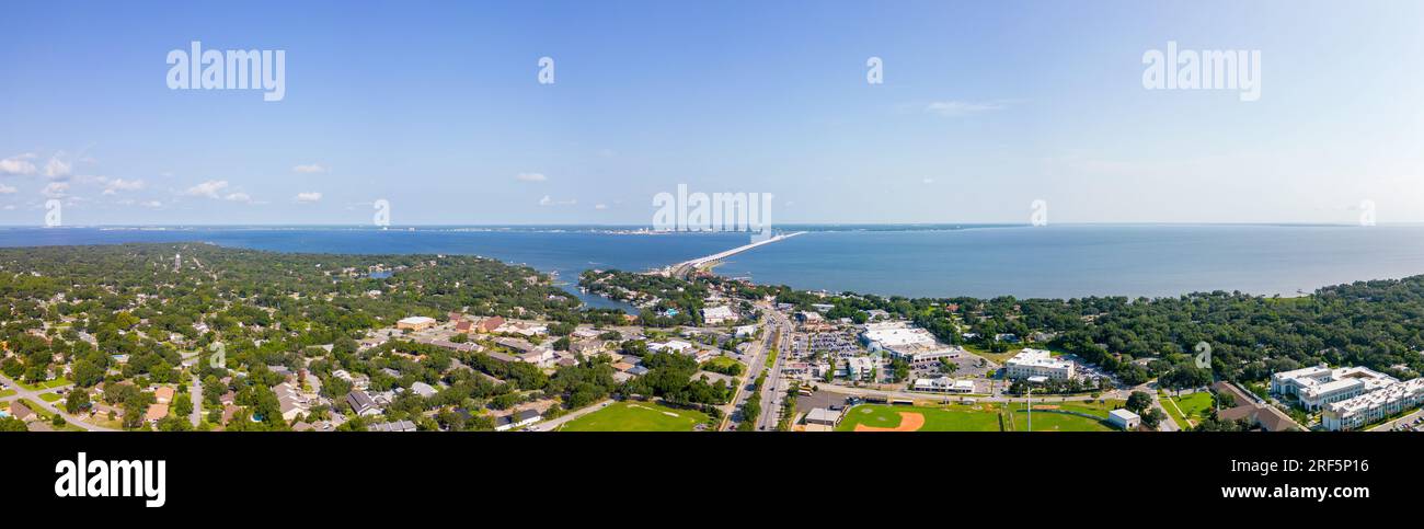 Aerial drone panorama Gulf Breeze Florida USA Stock Photo - Alamy