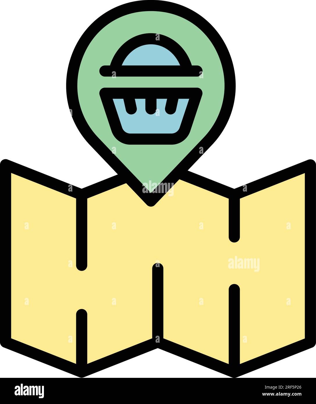 Paper map store icon outline vector. Shop point. Mall buy color flat ...