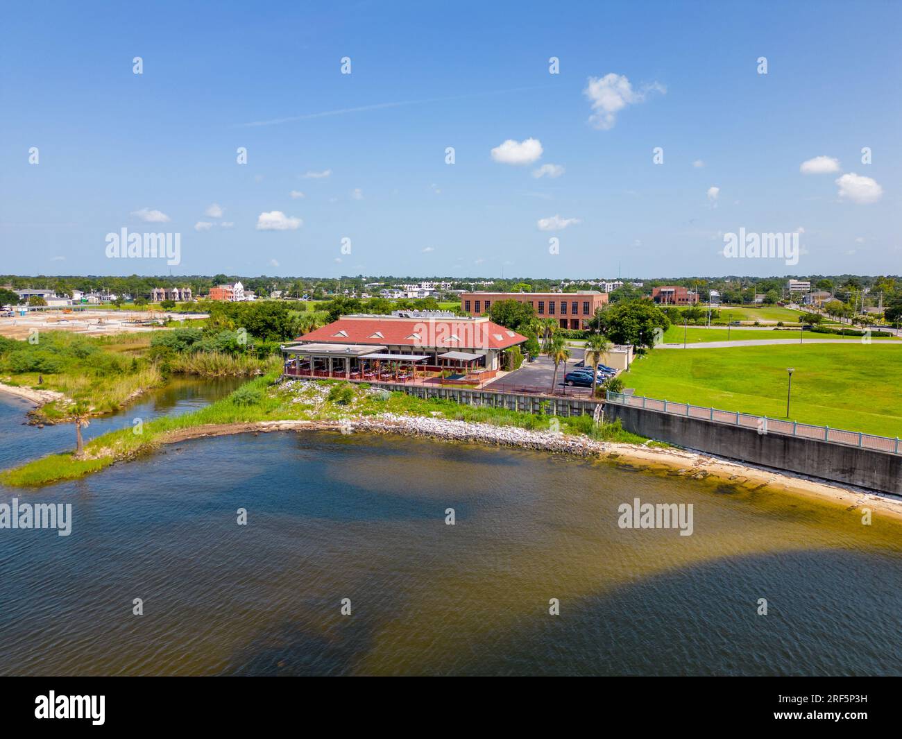 Pensacola, FL, USA - July 21, 2023: Aerial photo Nicks Boathouse ...