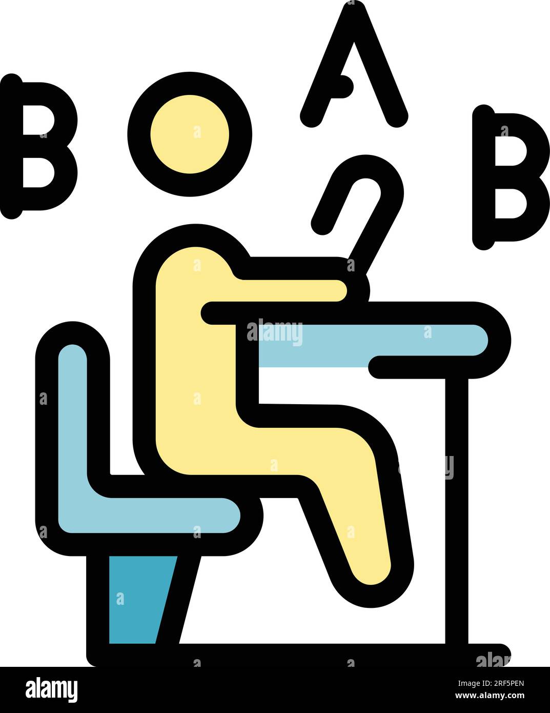 Kindergarten lesson icon outline vector. Online boy. Early lesson color ...