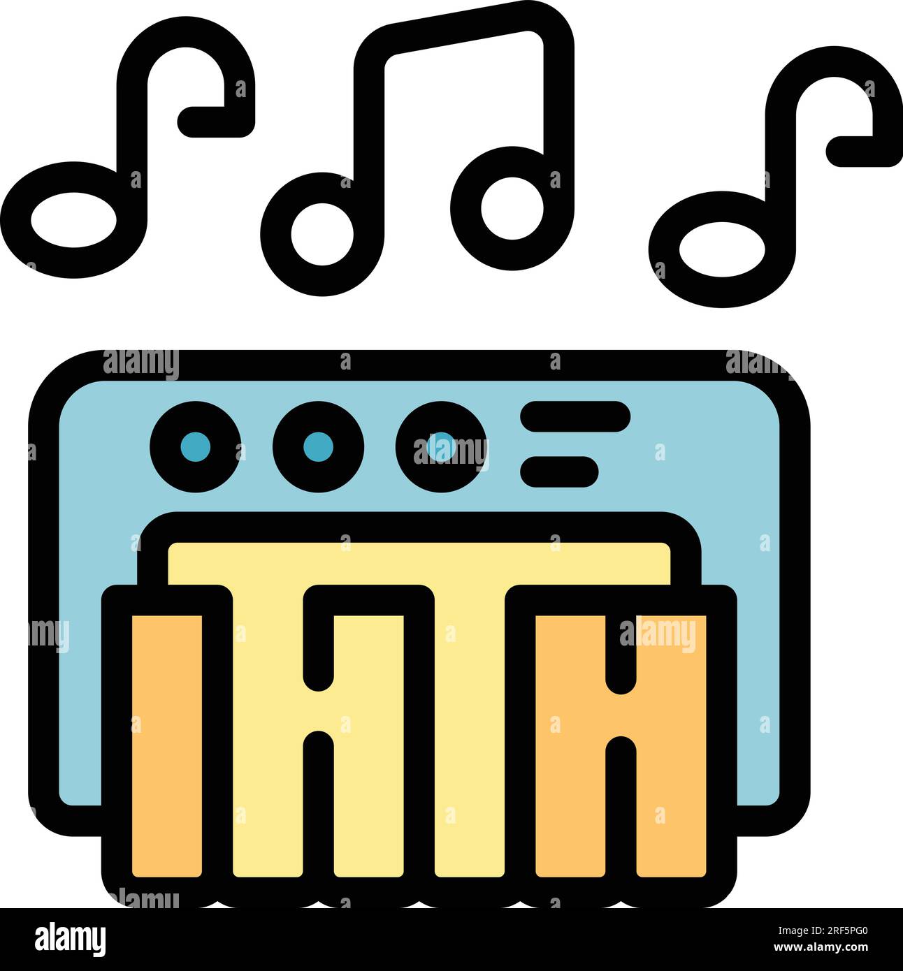 Piano toy icon outline vector. Music game. Acoustic instrument color ...