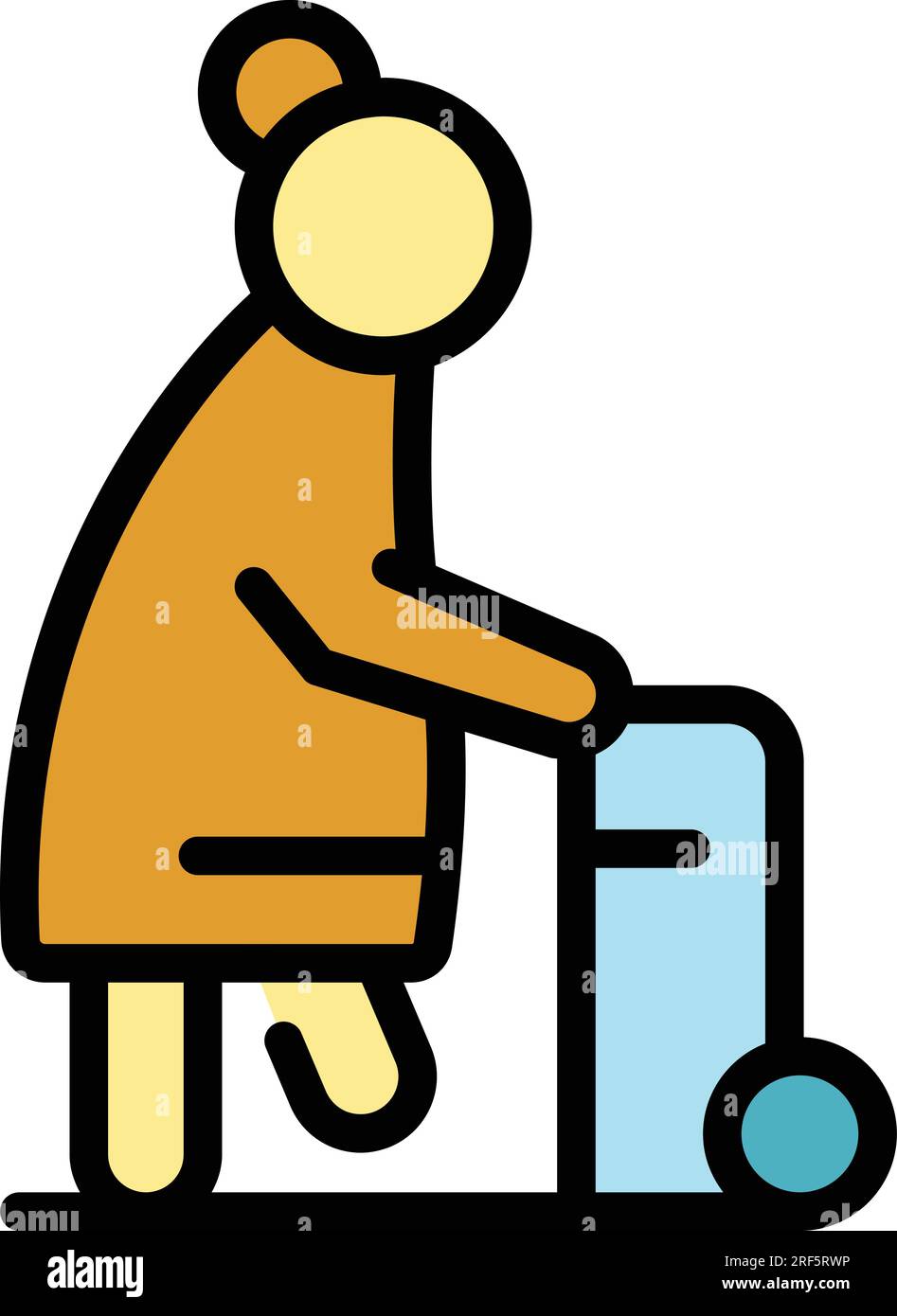 Woman walker icon outline vector. Nurse health. Clinic care color flat ...