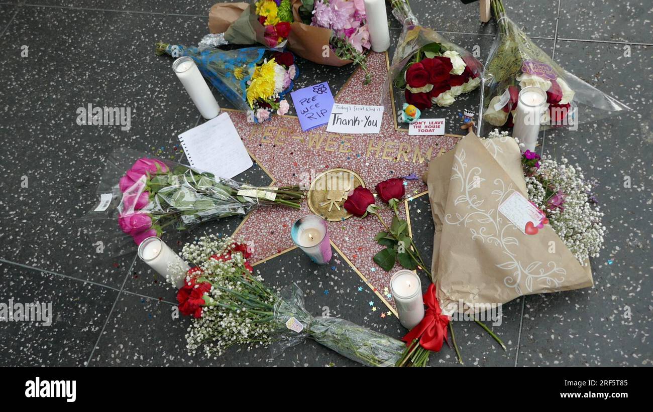 Los Angeles, California, USA 31st July 2023 Flowers placed on Pee-Wee ...