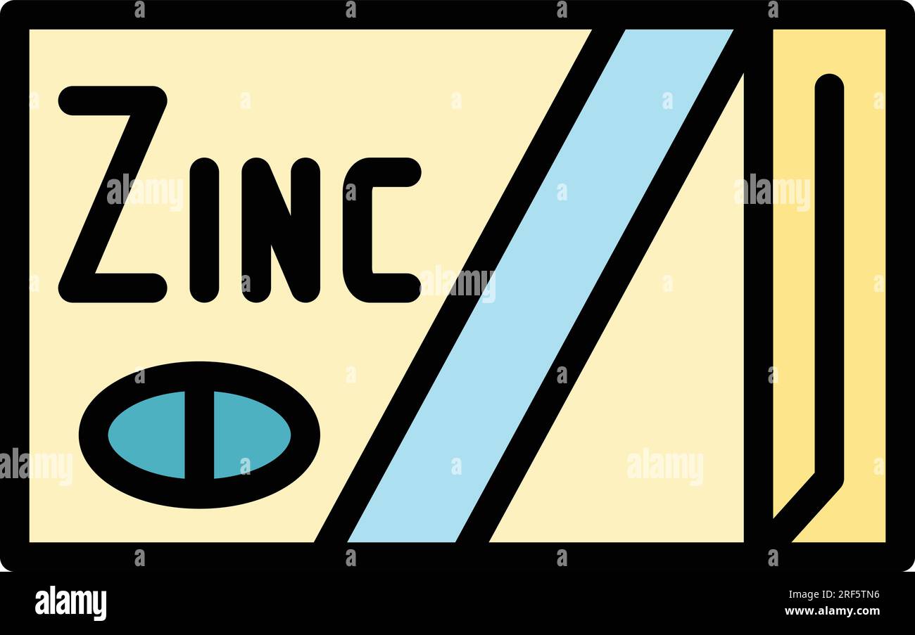 Zinc icon outline vector. Food vitamin. Zn supplement color flat Stock ...