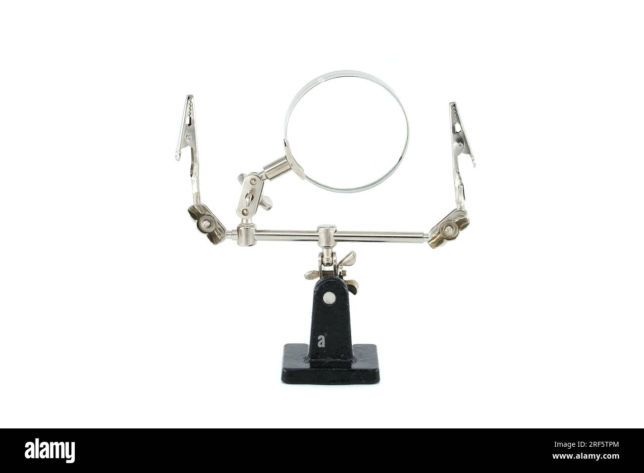 Fully adjustable helping hand magnifier isolated on white background ...