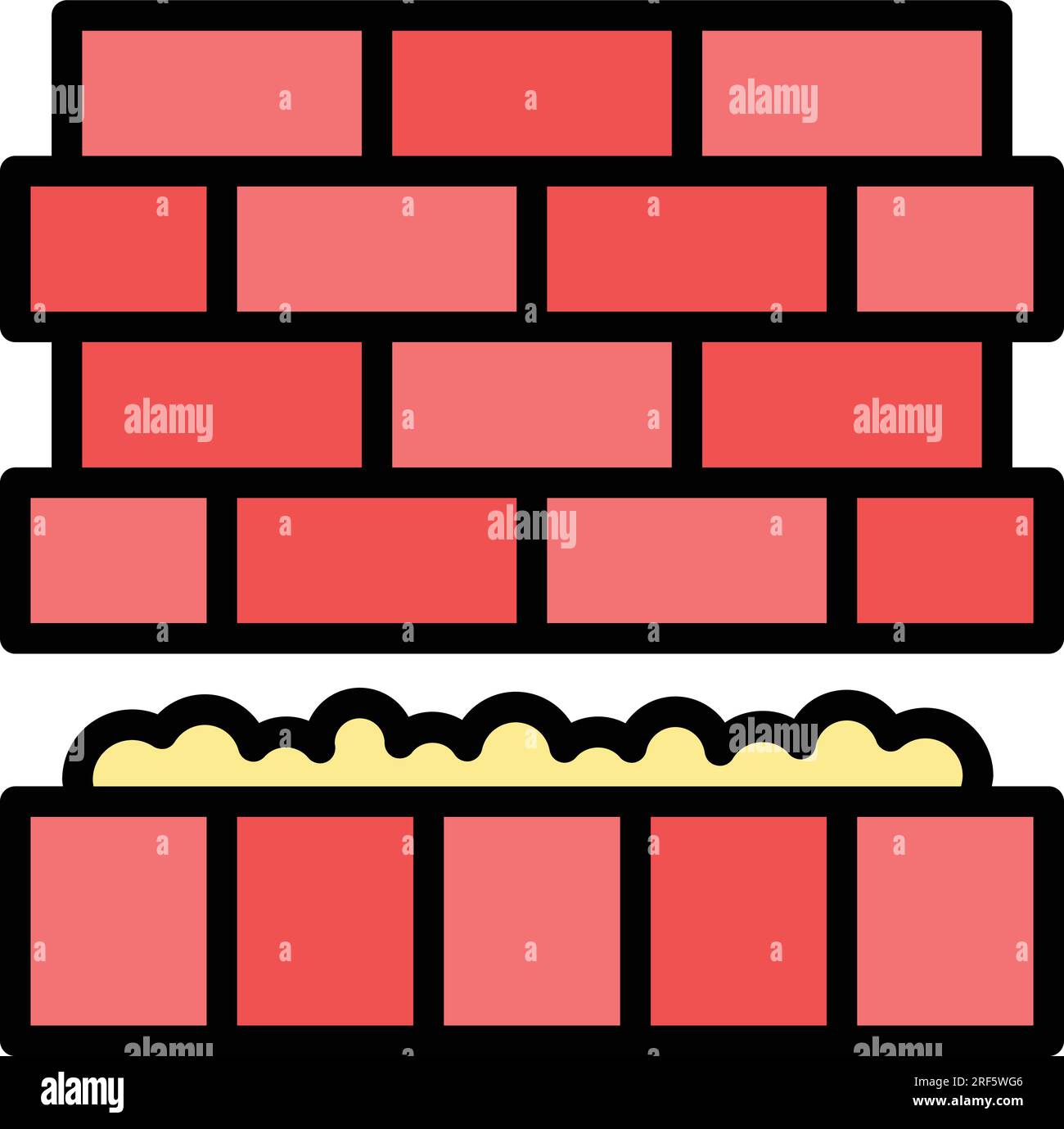 Brick wall icon outline vector. Mortar construction. Build worker color ...