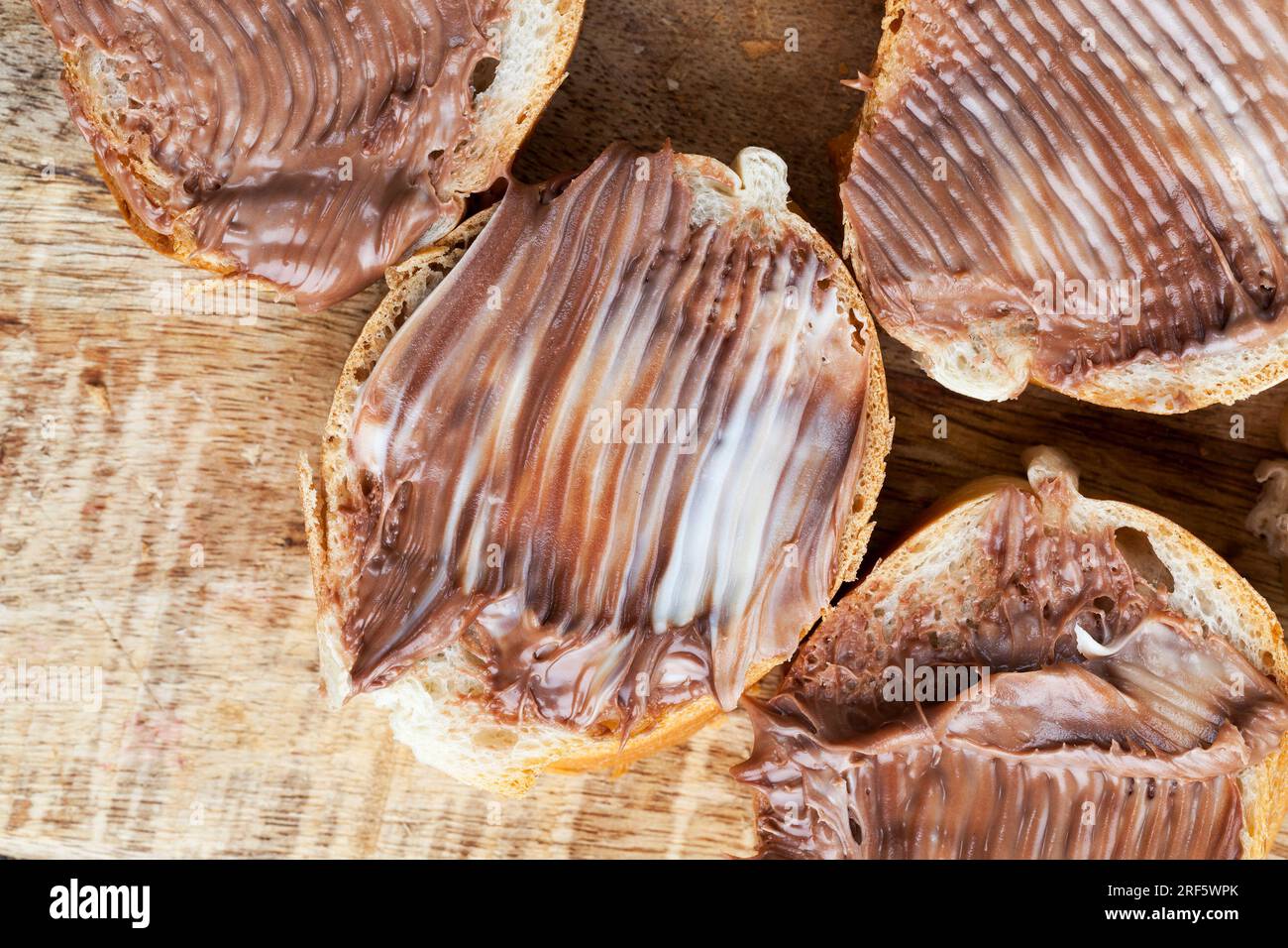 natural cocoa chocolate paste during Breakfast with baguette, soft ...