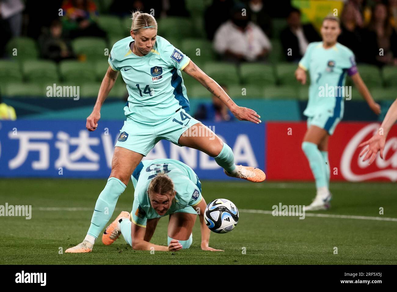 MELBOURNE, AUSTRALIA - JULY 31: Alanna Kennedy of Australia goes over ...