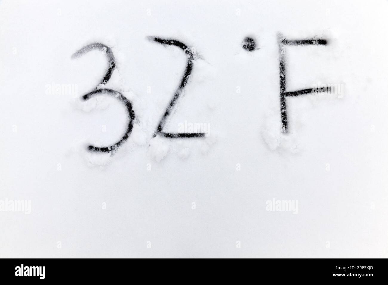 drawn on the snow, temperature symbols denoting negative very cold ...